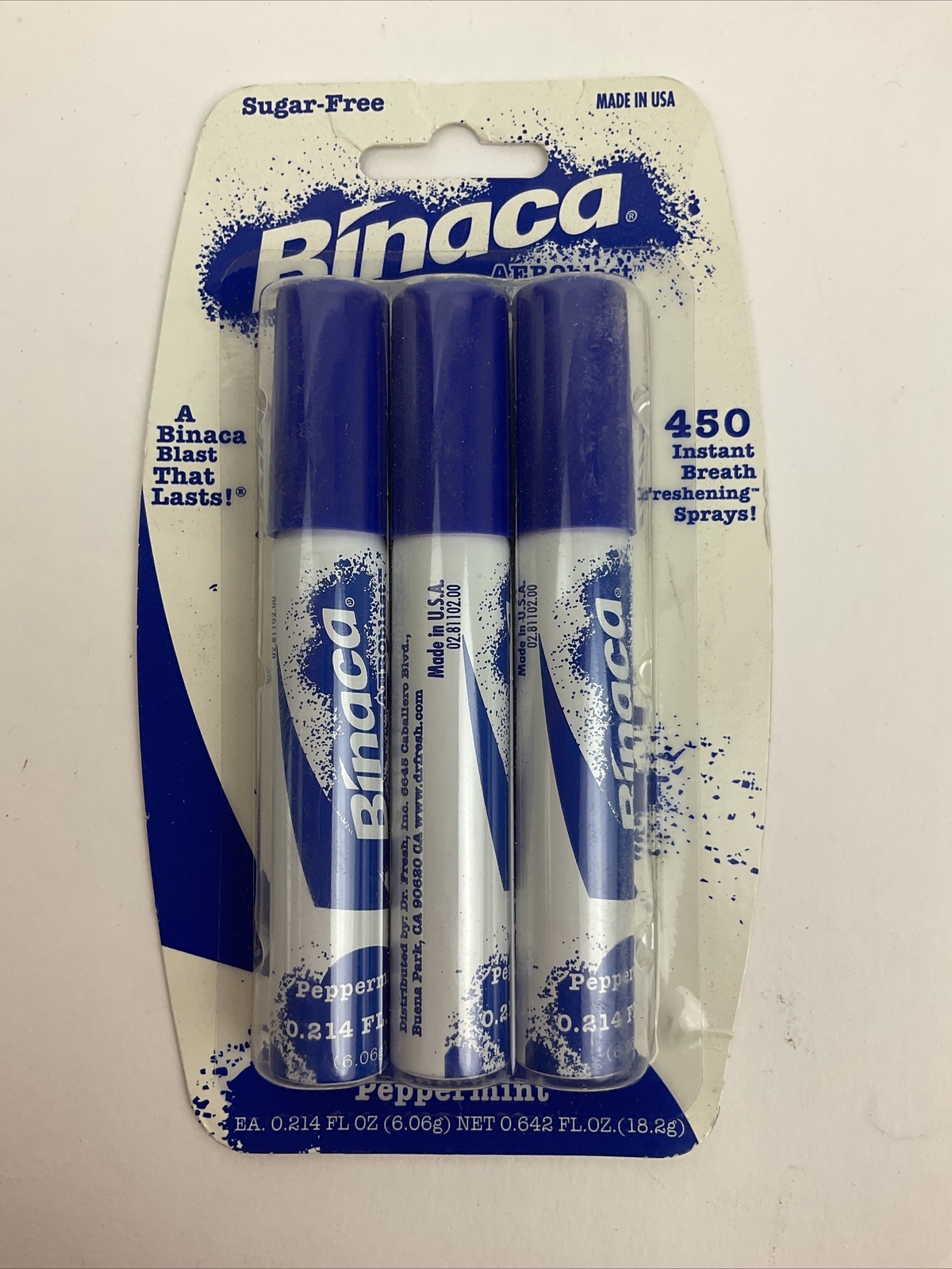 3 Binaca AEROblast Peppermint Breath Freshener Spray Sugar Free 0.214oz ...