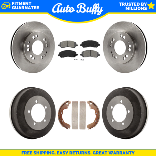 Front Rear Brake Rotors Semi-Metallic Pad Drum Kit For Mitsubishi ...