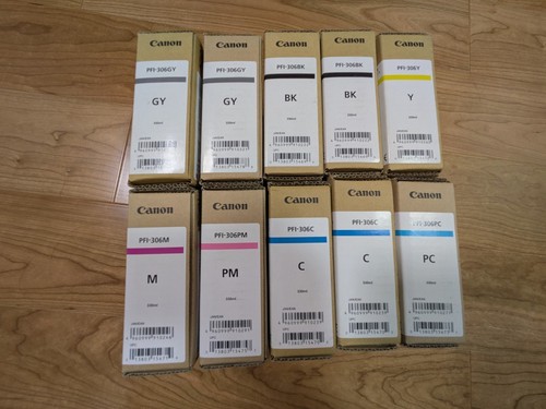 Canon PFI-306 Set of 10 PFI-306C PFI-306BK PFI-306Y PFI-306GY Ink ...
