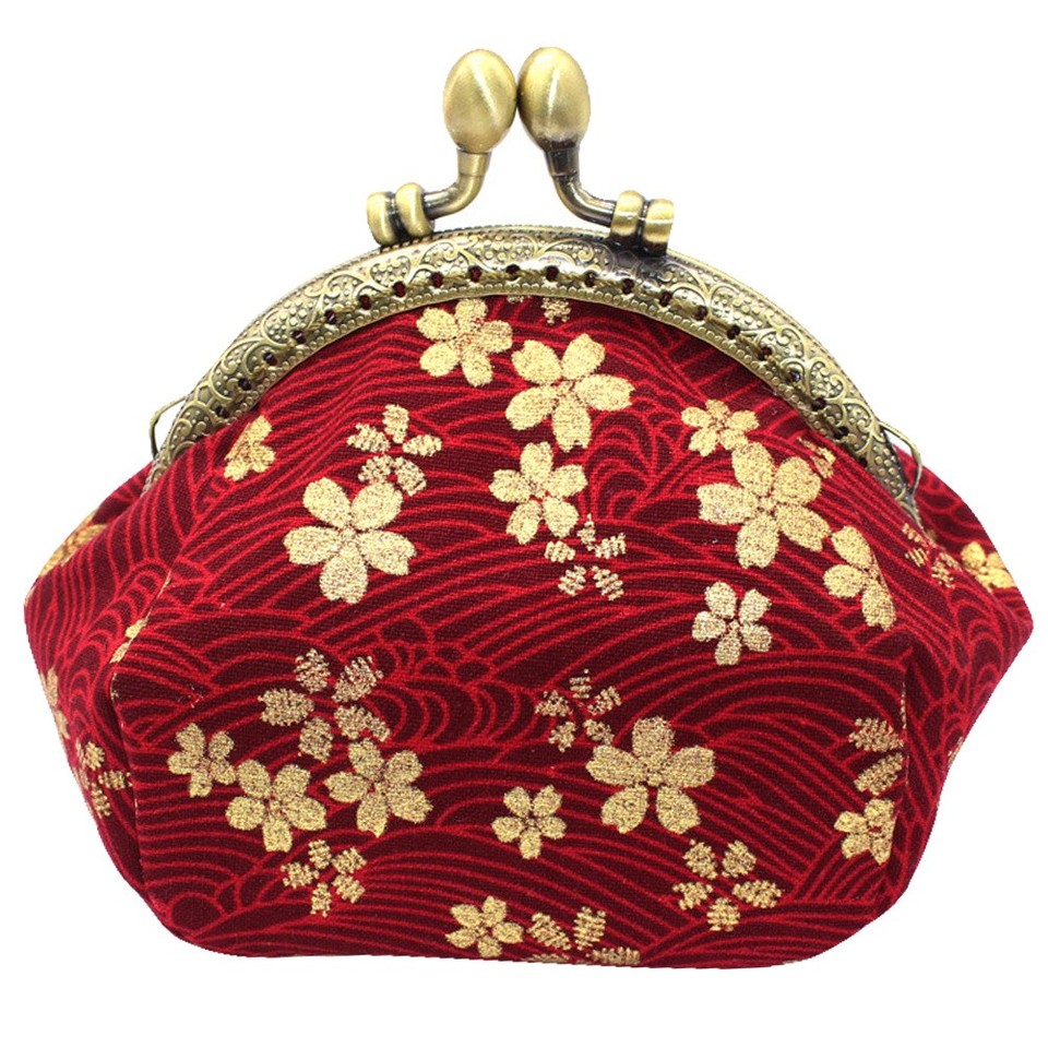 1Pc Vintage Coin Purse Cherry Blossom Pattern Wallet Change Purse ...