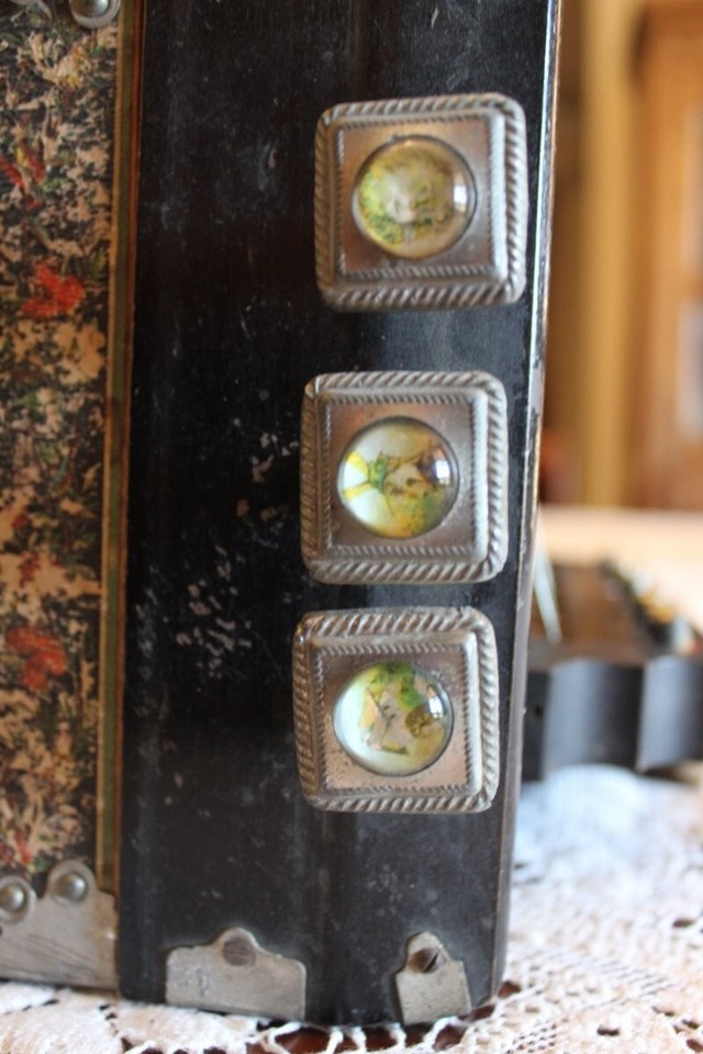 Vintage Antique Accordion (German?) w/metal reeds and metal cameo ...
