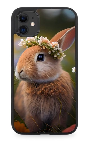 Bunny Rabbit In Flower Crown Rubber Phone Case Floral Funny Novelty ...