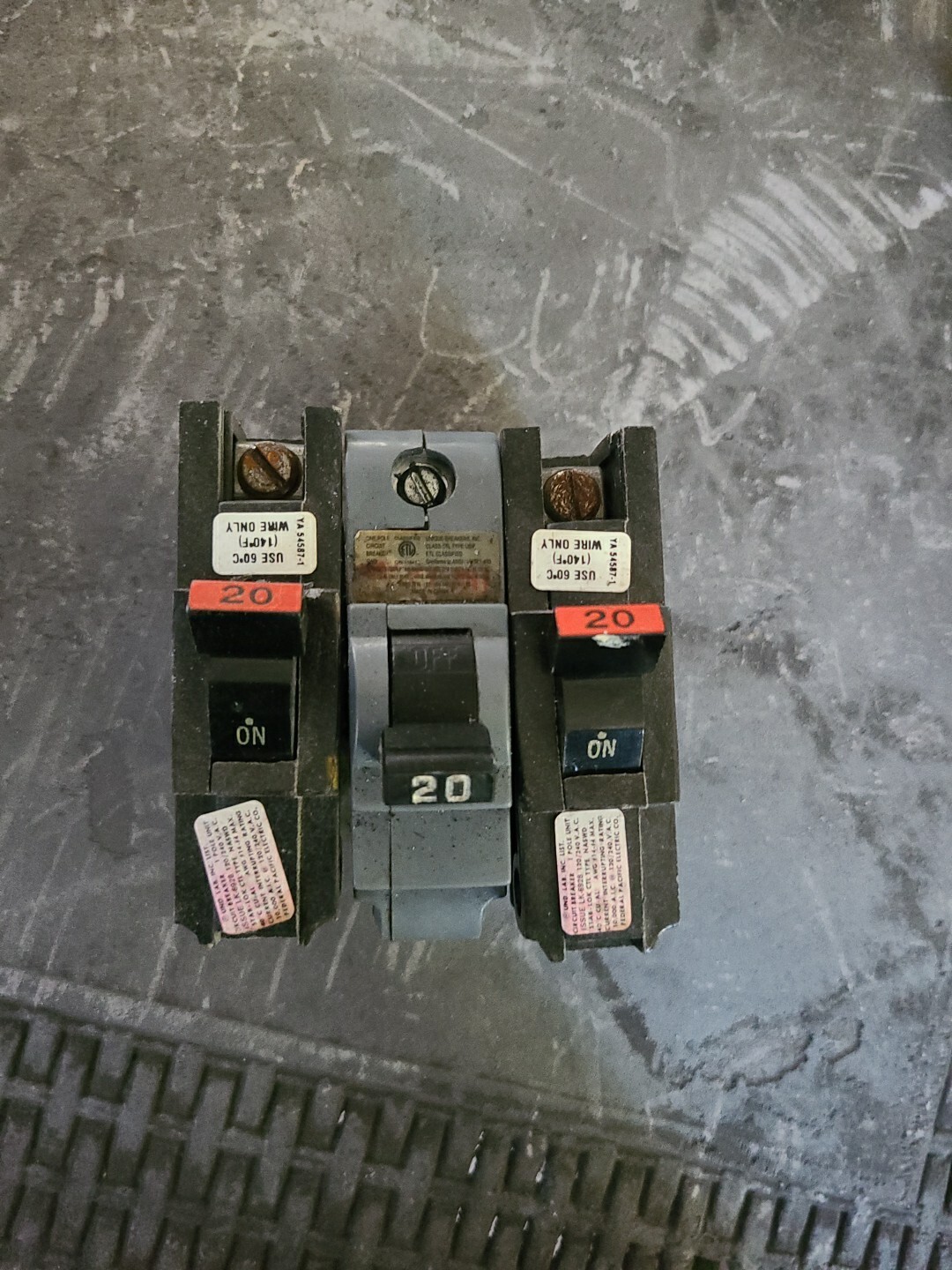 Lot! 3ct FPE NA120 20 Amp 1 Pole Stab-Lok Type NA Thick Federal Pacific ...