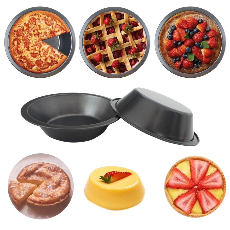 8 PACK Mini Pie Pans 5 Inch Small Round Metal Pie Tins Nonstick Carbon ...