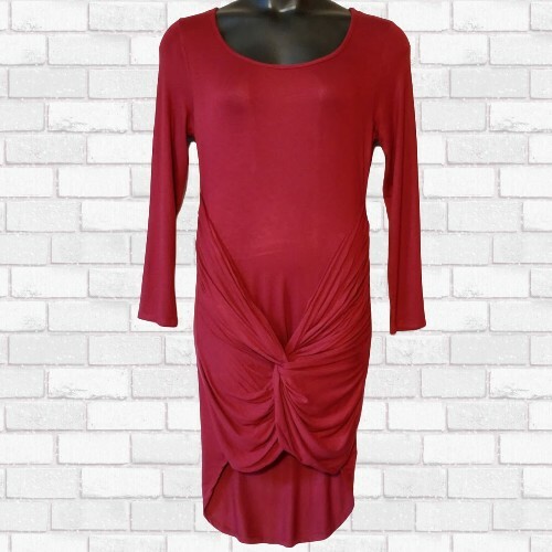 DGNY Burgundy Drape Bodycon Dress - Size XL | eBay