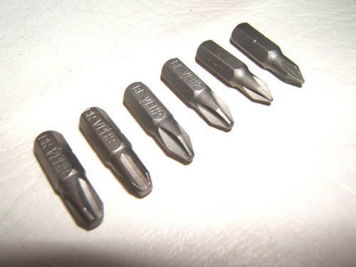 6pcs CHROME VANADIUM PHILLIPS SCREWDRIVER BITS 2 EACH PH1 PH2 PH3 Cr-V ...