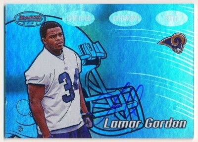 LAMAR GORDON 2002 BOWMANS BEST BLUE #149 ROOKIE AUTOGRAPH RAMS 18/399 ...