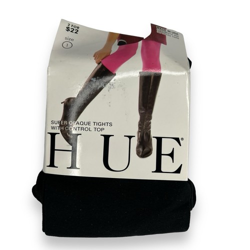 Hue Womens 1 Pair Of Super Opaque Tights With Control Top Size 1 Black ...