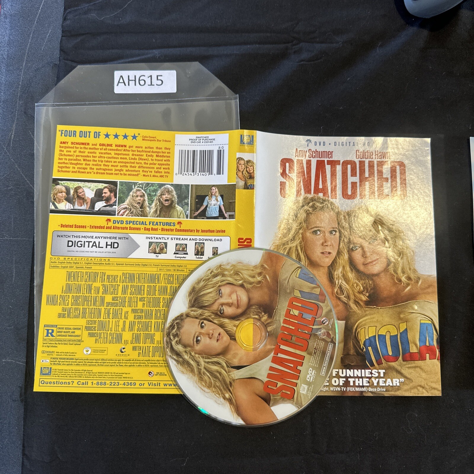 Snatched (DVD, 2017) NO CASE AH615 24543314011| eBay