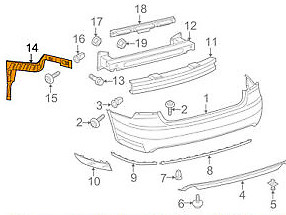 NEW VOLKSWAGEN PASSAT B8 REAR BUMPER LEFT SIDE BRACKET 561807393F OEM ...