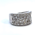 14K White Gold Diamond Floral 10.65mm Wide Ring Size 5 - J622 | eBay