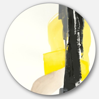 Designart 'Glam Black and Yellow III' Glam Metal Circle Wall Small | eBay