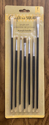 Crafter's Square 7 Small Medium Large Artist Paint Brushes ~ Black | eBay