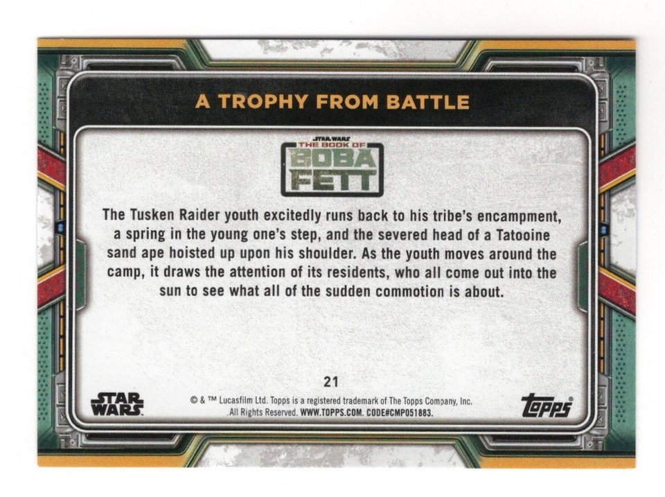 2022 TOPPS STAR WARS BOOK OF BOBA FETT BLUE PARALLEL 21 A TROPHY FROM ...