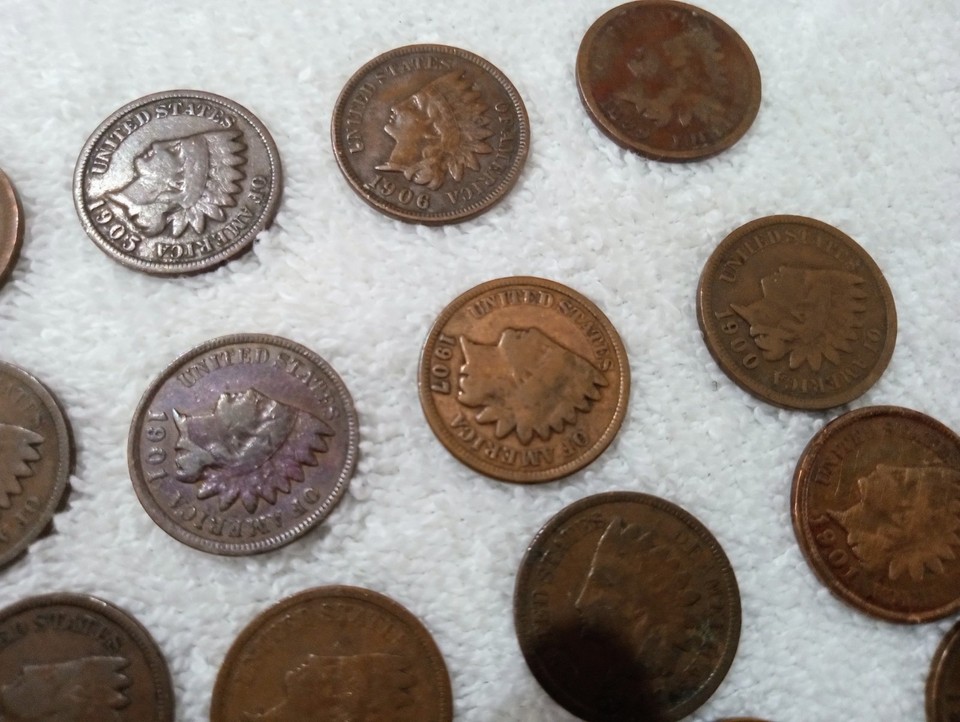Indian Head Pennies Lot 49 MIXED 1890s-1908 Plus Steel & Uncirculated ...