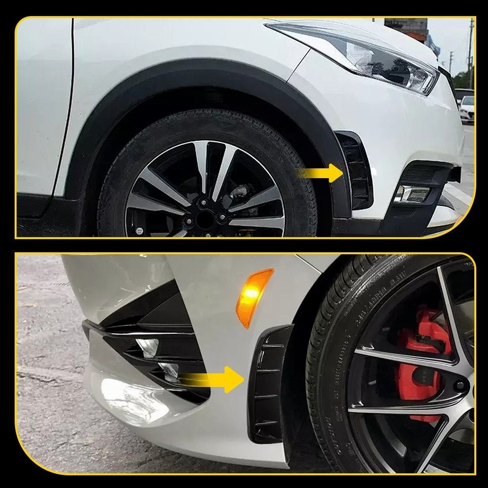 Universal Glossy Pattern Black Soft Front Bumper Side Fender Air Flow ...