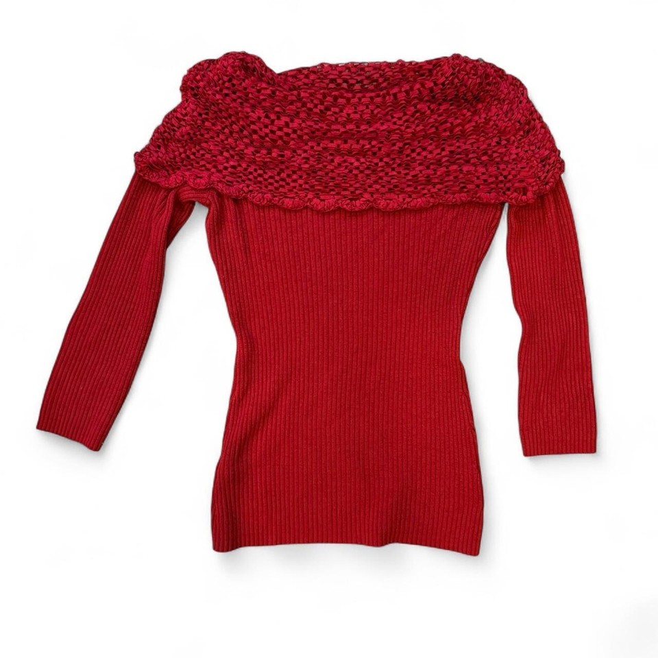 2000s whimsigoth dark red off the shoulder sweater IZ Buyer size Large ...