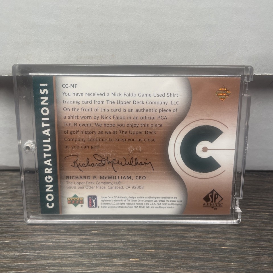Upper Deck SP Authentic Nick Faldo Shirt Memorabilia #CC-NF Golf Card ...