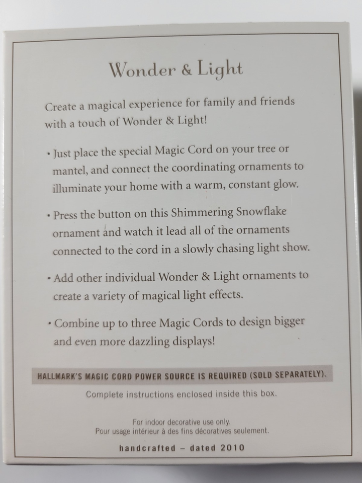 Hallmark Wonder & Light 5 Snowflake 1 Reindeer Ornament Lot Magic Cord ...