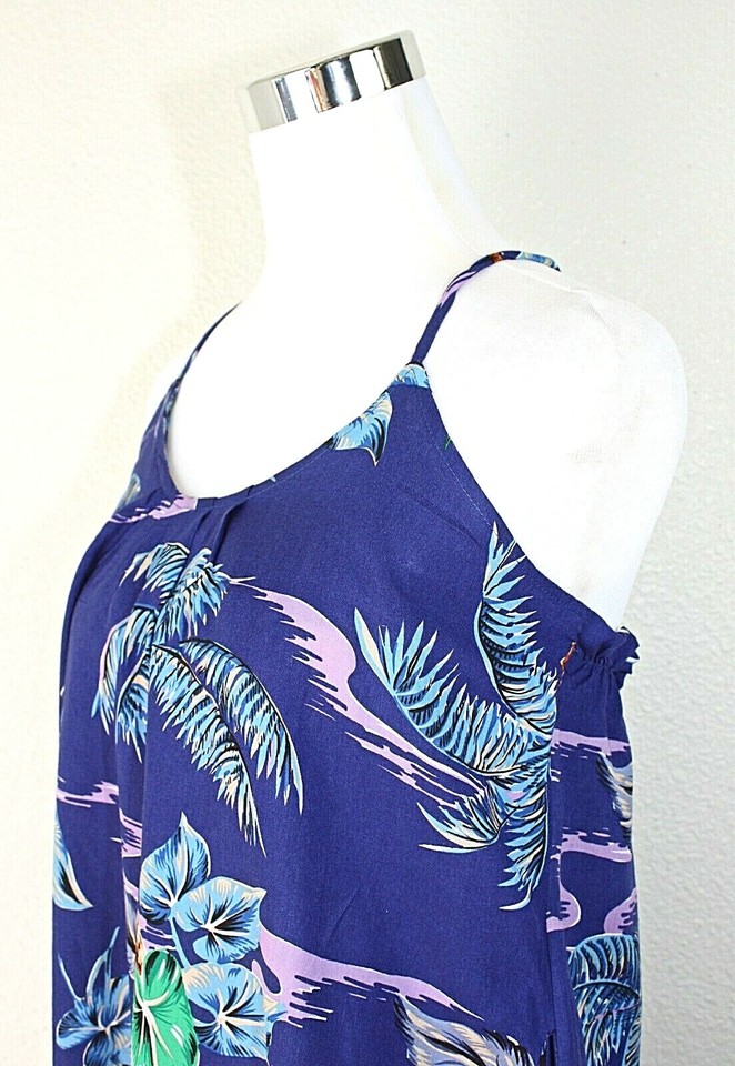 VTG KAUAIANA Hawaiian Dress / Sundress Blue Black White Beige Green ...