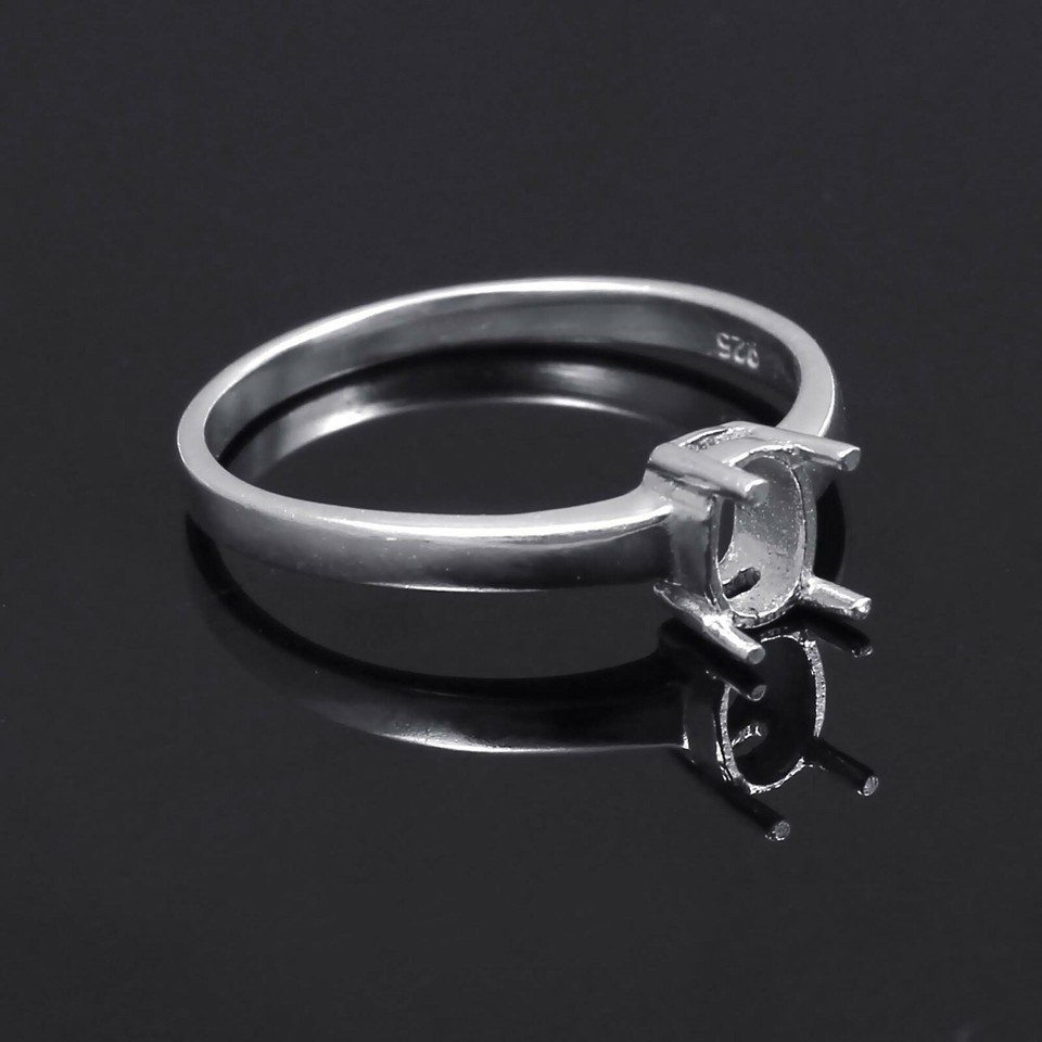 Mount Ring 925 Sterling Silver Semi Mount Ring Stone Size 6X4 or 7X5 MM ...
