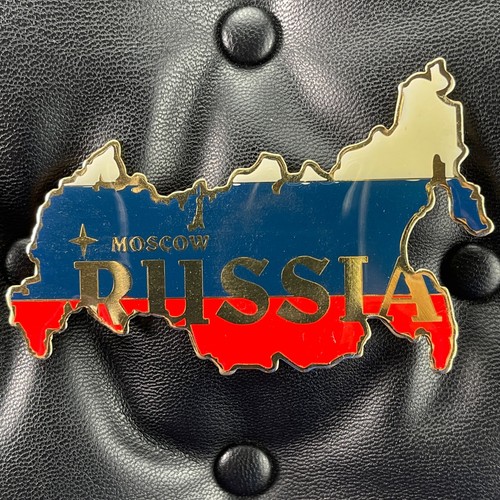 RUSSIA💀METAL FRIDGE MAGNET COUNTRY MAP WITH NATIONAL FLAG COLORS AND ...