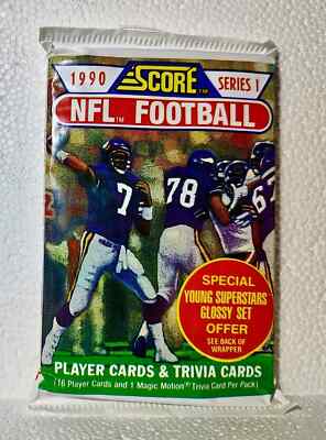 1990 Score NFL Football Card Pack Series 1 Factory Sealed New 16 Cards ...