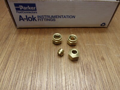(3) Parker Brass Nut And Ferrule 1/4" Tube Compression For DOT Air ...