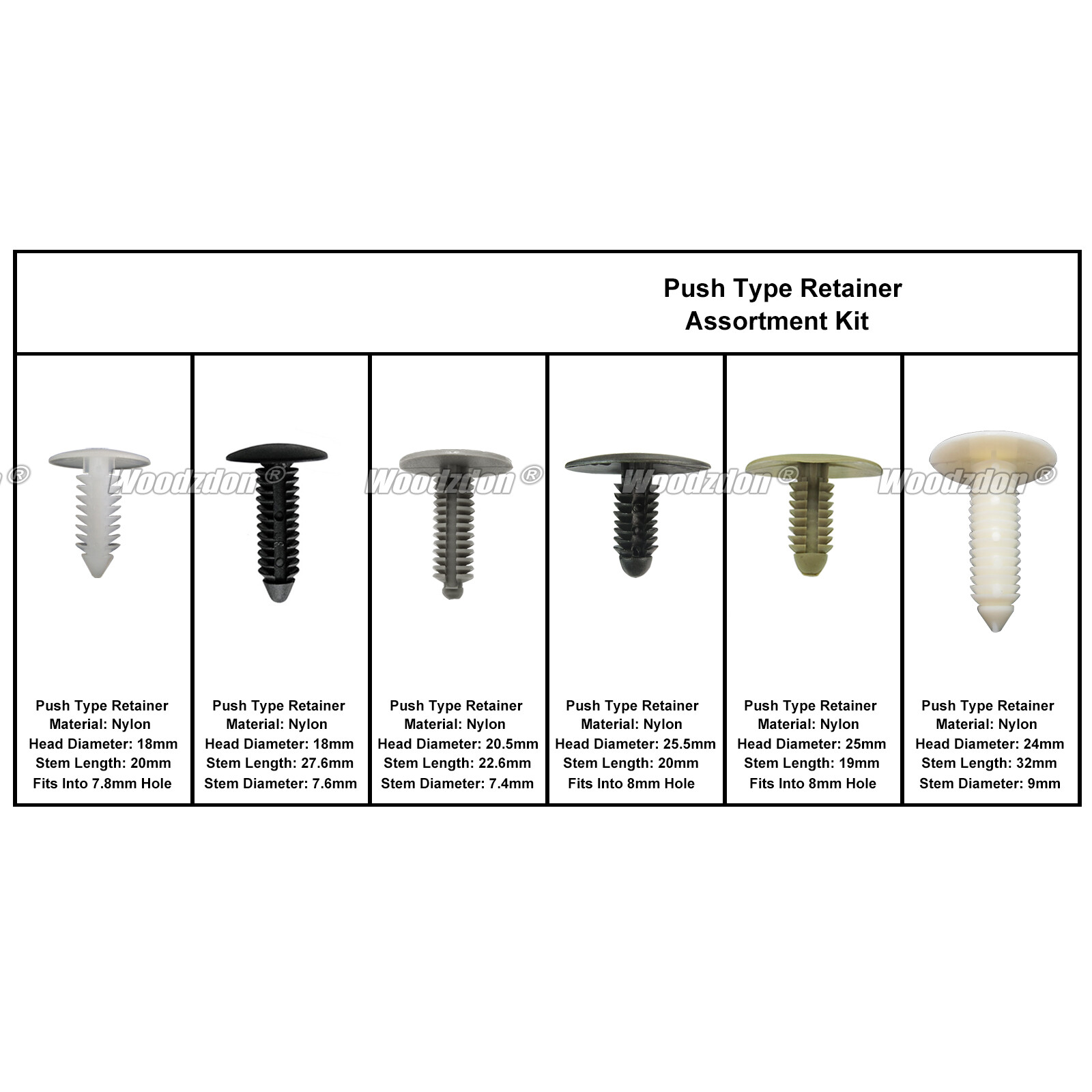 92 x Auto Body Clips Push In Fasteners Type Plastic Retainer Assortment ...