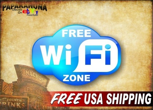 FREE WIFI ZONE 8" Decal Coffee Shop Door Cafe Bar Pub Store Sign Spot ...