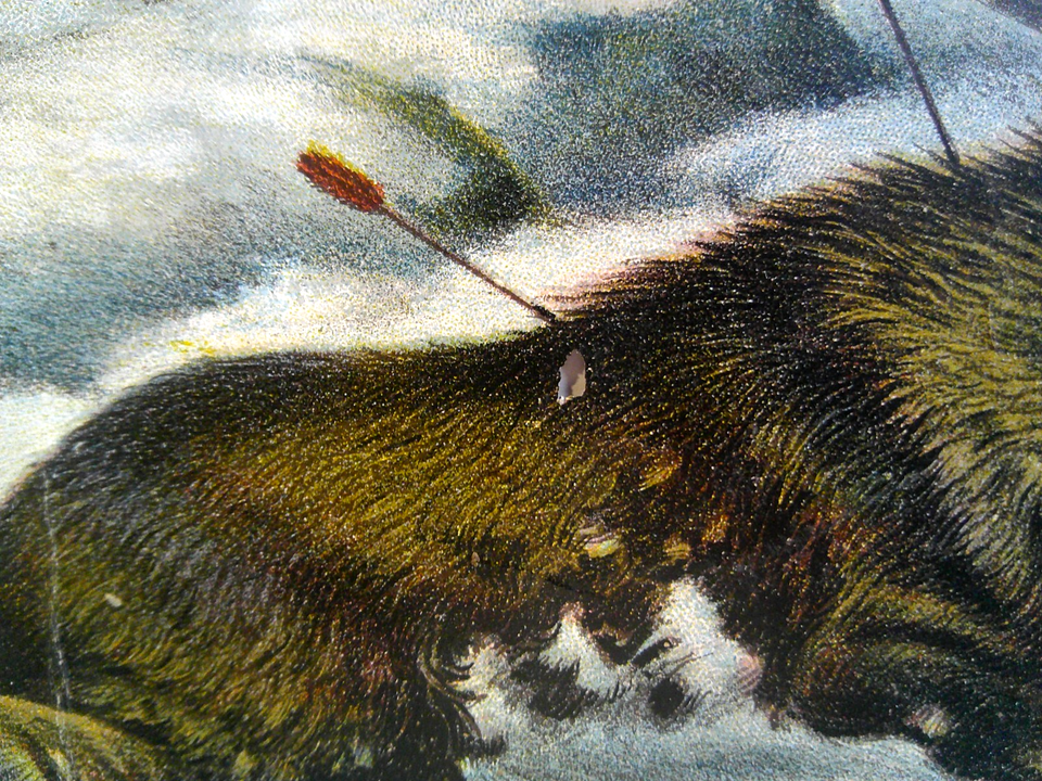 An Indian Moose Hunt 1818 Print - Antique Color Etch Primitive Wood ...