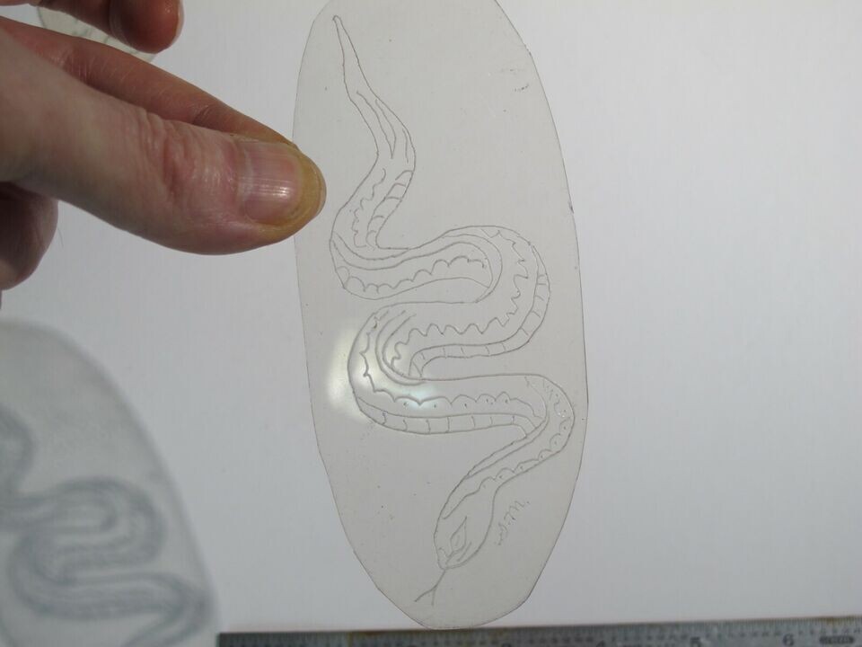 vtg 1960s 70s Tattoo Flash acetate stencil Slithering Snake signed SN1 ...