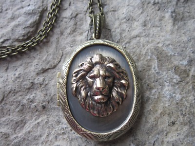 BRONZE LION LOCKET - LION'S HEAD ANTIQUE BRONZE, QUALITY, UNIQUE ...