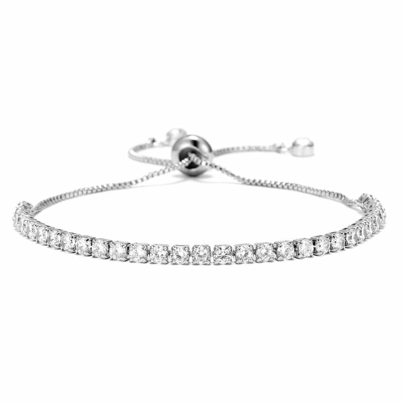Fashion Cubic Zirconia 925 Silver Plated Bracelets Crystal Chain Women ...