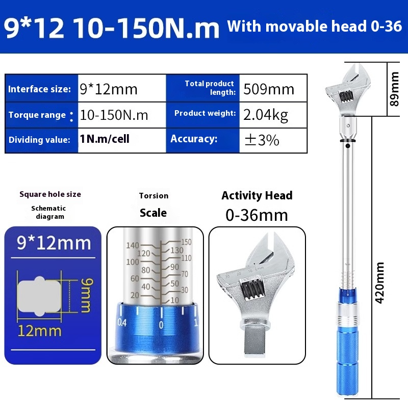 Torque Wrench Adjustable Open End Torque 5-25nm Clicking Wrench Flare ...