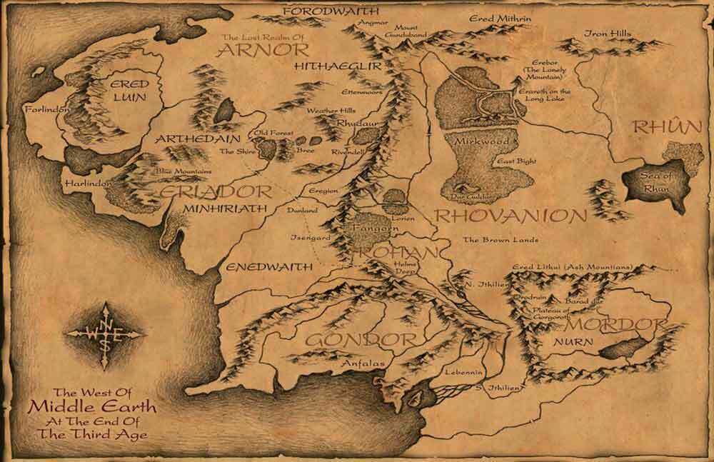 Middle Earth Map Lord Of The Rings