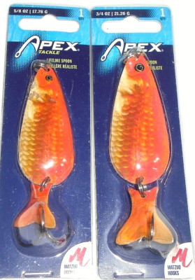 Apex Tackle 3/4 & 5/8 Casting Spoons (Lot of 2-Goldfish) | eBay