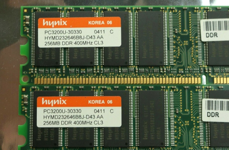 RAM HYNIX PC3200U-30330 256MB DDR 400MHz CL3 HYMD232646D8J-D43 AA ...