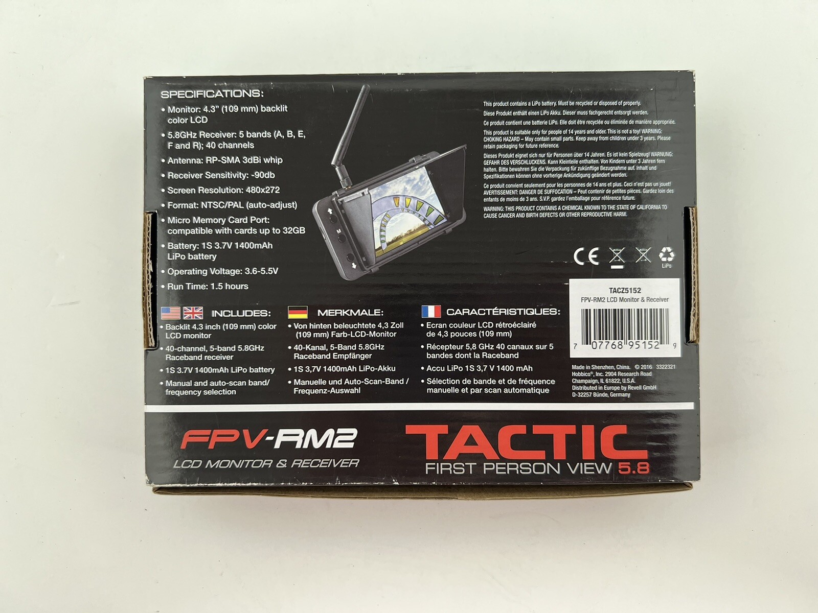 Tactic RC | FVP-RM2 5.8 - LCD Monitor & Receiver NEW in Box | eBay