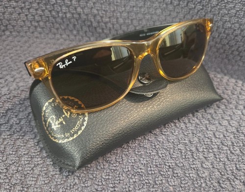 Ray-Ban New Wayfarer RB2132 945 Honey Amber Black Sunglasses w/box and ...