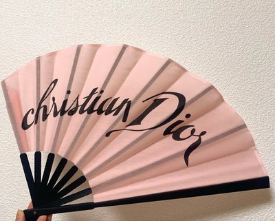 Christian Dior Pink Folding Fan Logo Elegant & Compact Rare LImited no ...