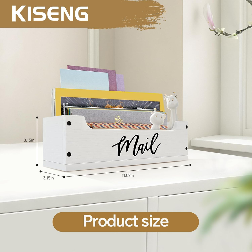 White Wooden Mail Organizer Countertop - Mail Organizer Wall Mounted ...