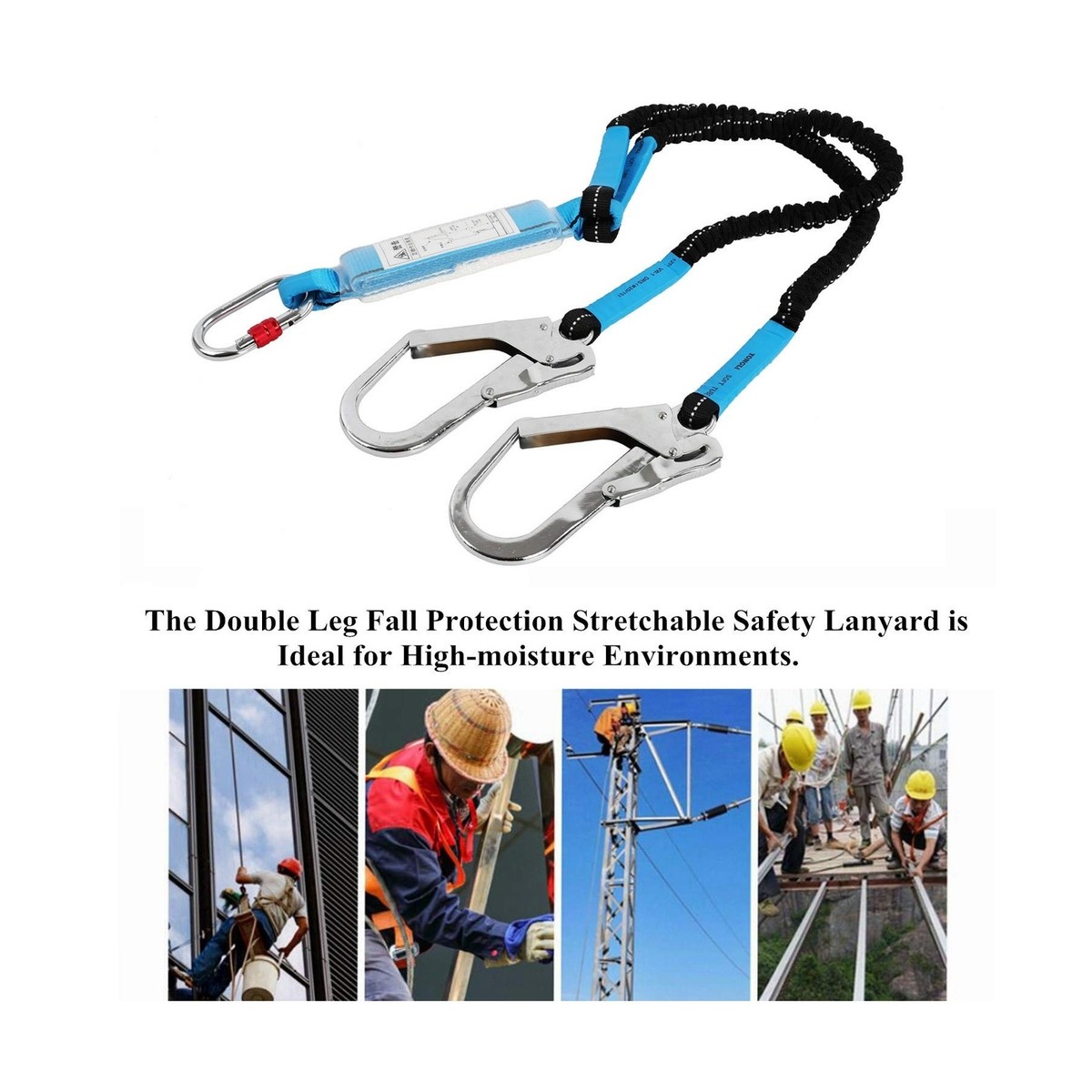 Fall Lanyard WELKFORDER Double Leg 6-Foot Fall Protection Internal ...