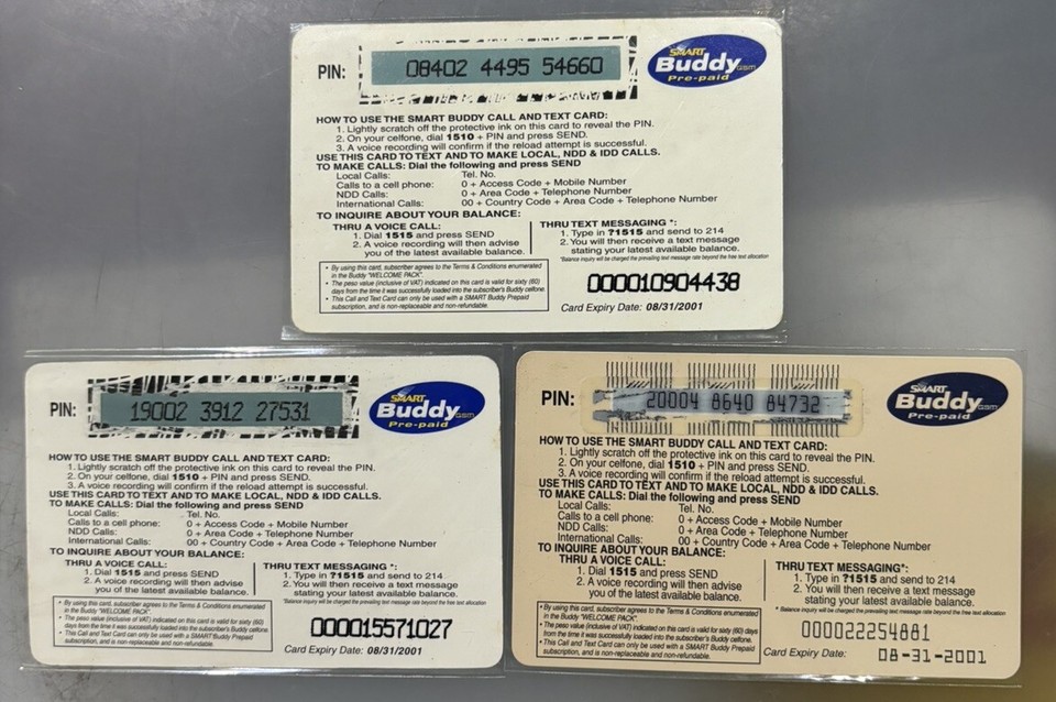 PHILIPPINES PHONE CARDS: SMART BUDDY 300 - 1000 PESOS | eBay