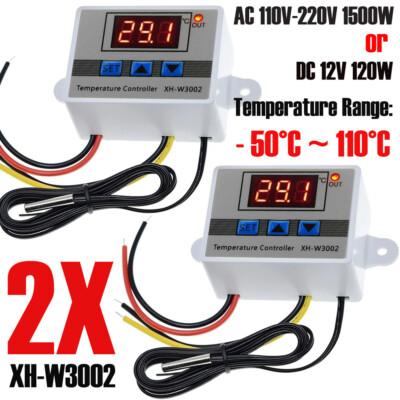 2x Digital Temperature Controller Heating Cooling Thermostat Switch w ...
