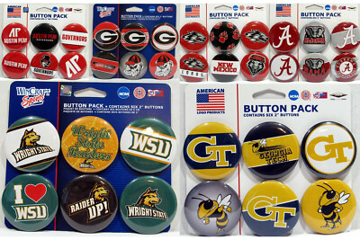 NCAA 2" College University Pin Back Button 6-Pack WinCraft | eBay