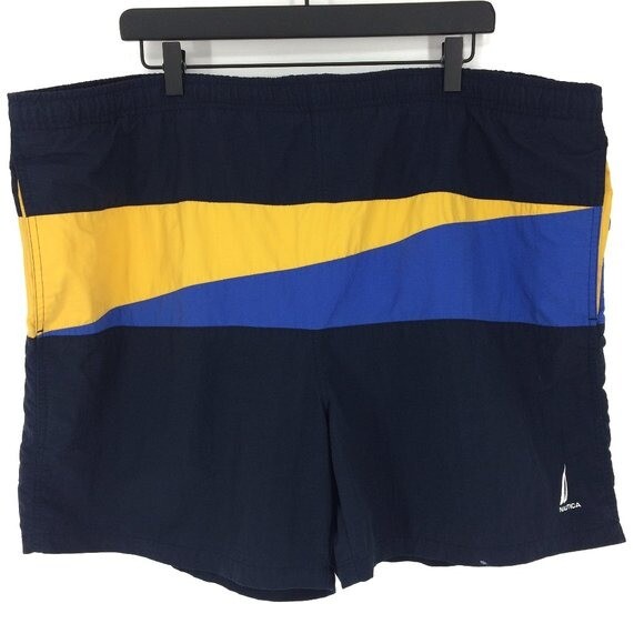 Nautica Color Block Blue & Yellow Swim Trunks - Gem