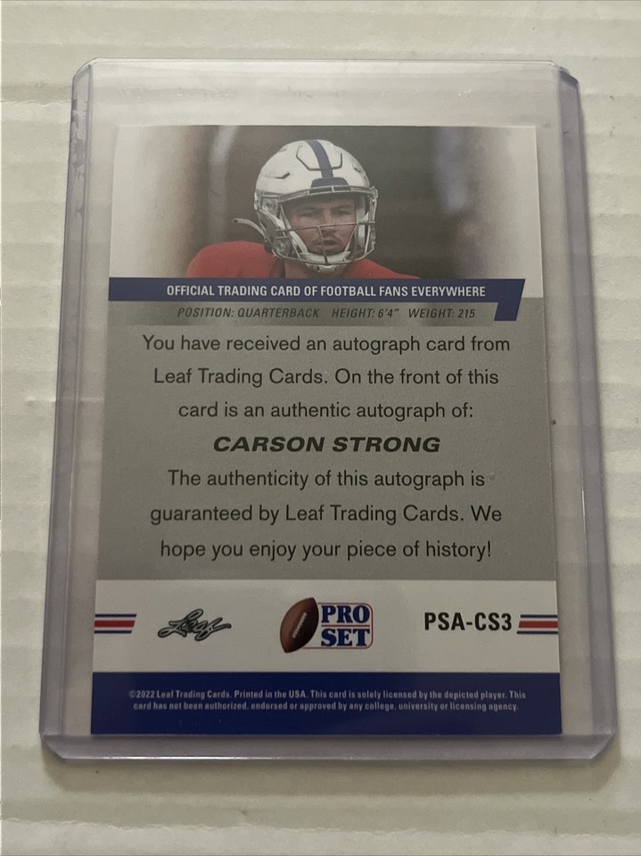 2022 Leaf Pro Set Carson Strong Auto, Eagles, Wolfpack | eBay