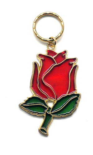 Vintage Stained Glass Style Rose Flower Keyring Keychain | eBay