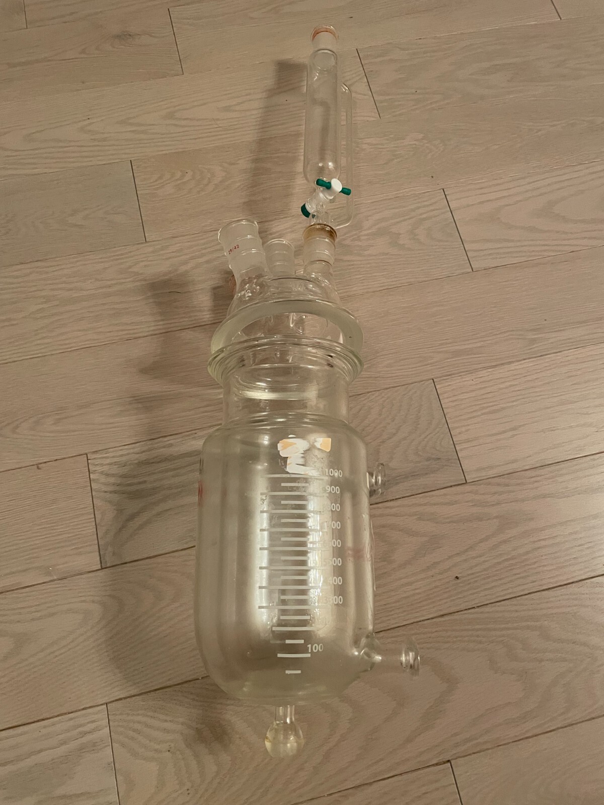 Ace glass reactor 1l 1 liter jacketed 1000ml process vessel lid 24/40 ...